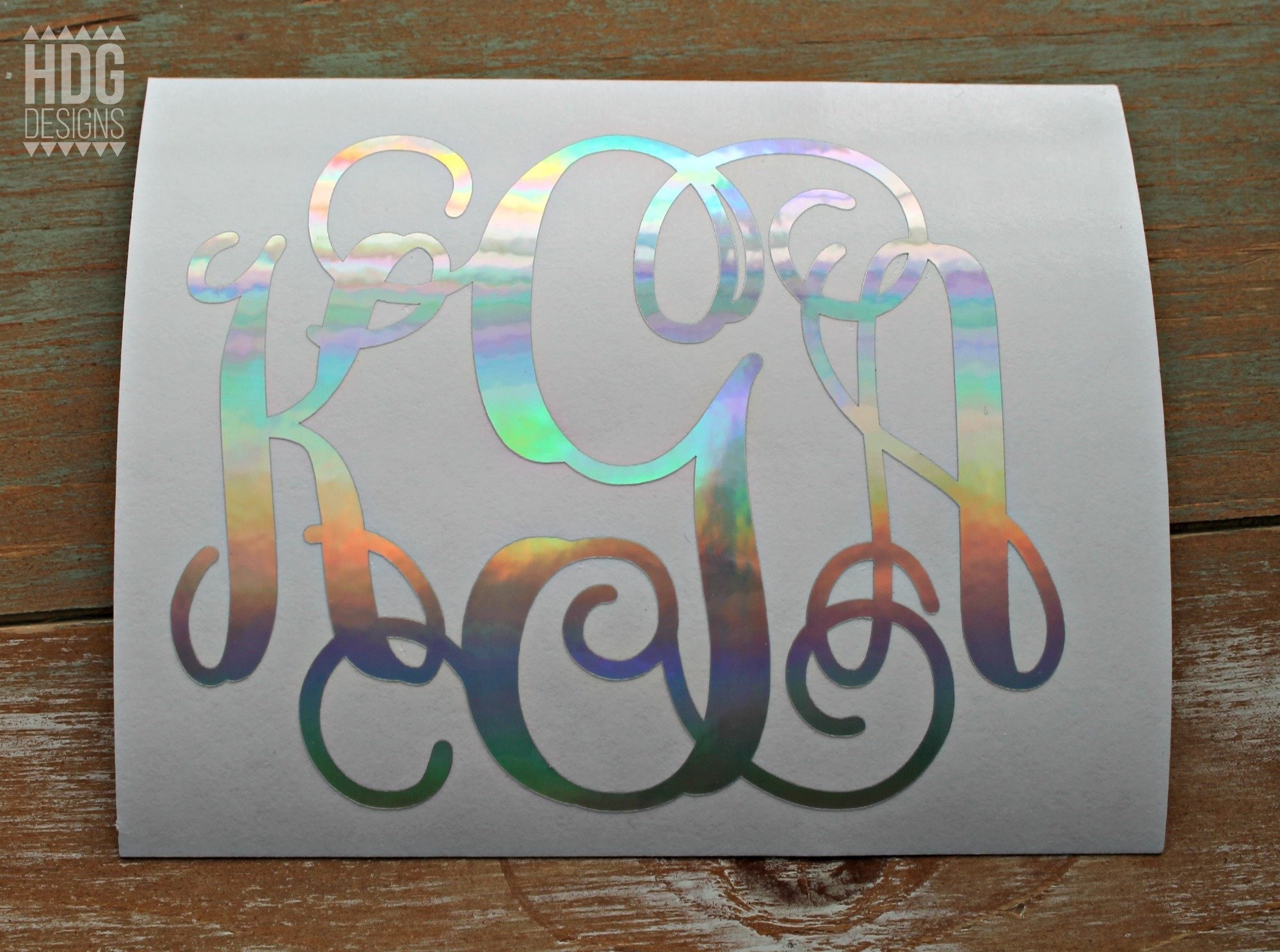 Holographic Monogram Decal - Yeti Monogram Decal - Tumbler Monogram ...