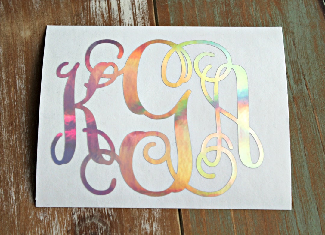 Holographic Monogram Decal - Yeti Monogram Decal - Tumbler Monogram ...