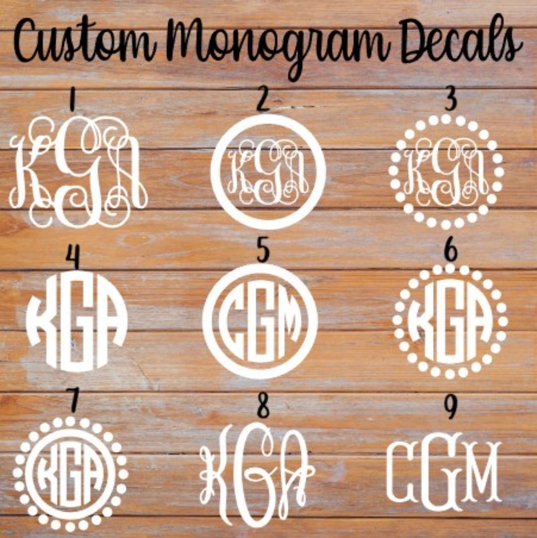 Monogram Vinyl Decal Sticker: Custom Laptop/tumbler/car Decal - Etsy