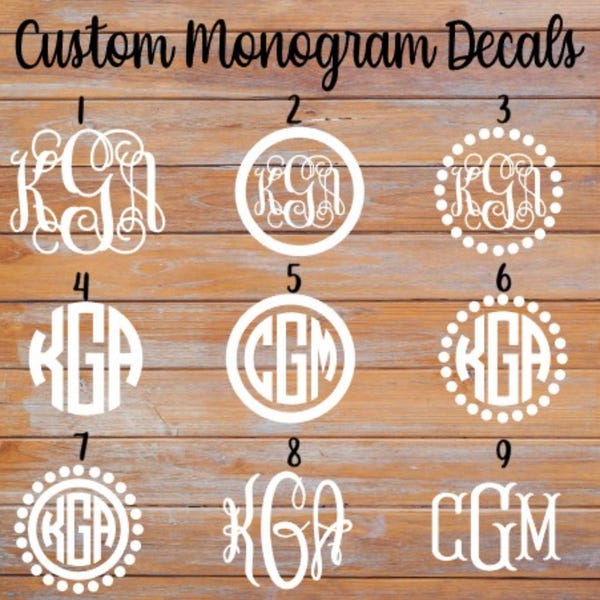 Monogram Vinyl Decal - Etsy