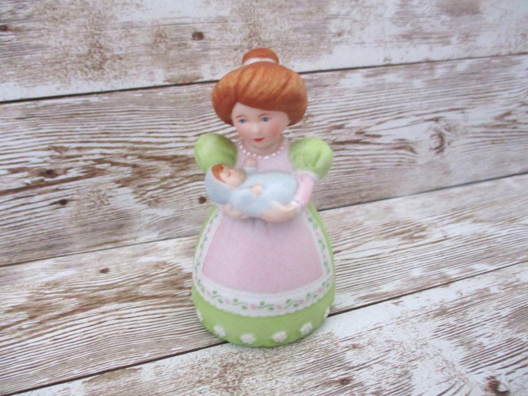 Vintage Avon 1985 Miniature Bell Southern Belle Green Pink Small ...
