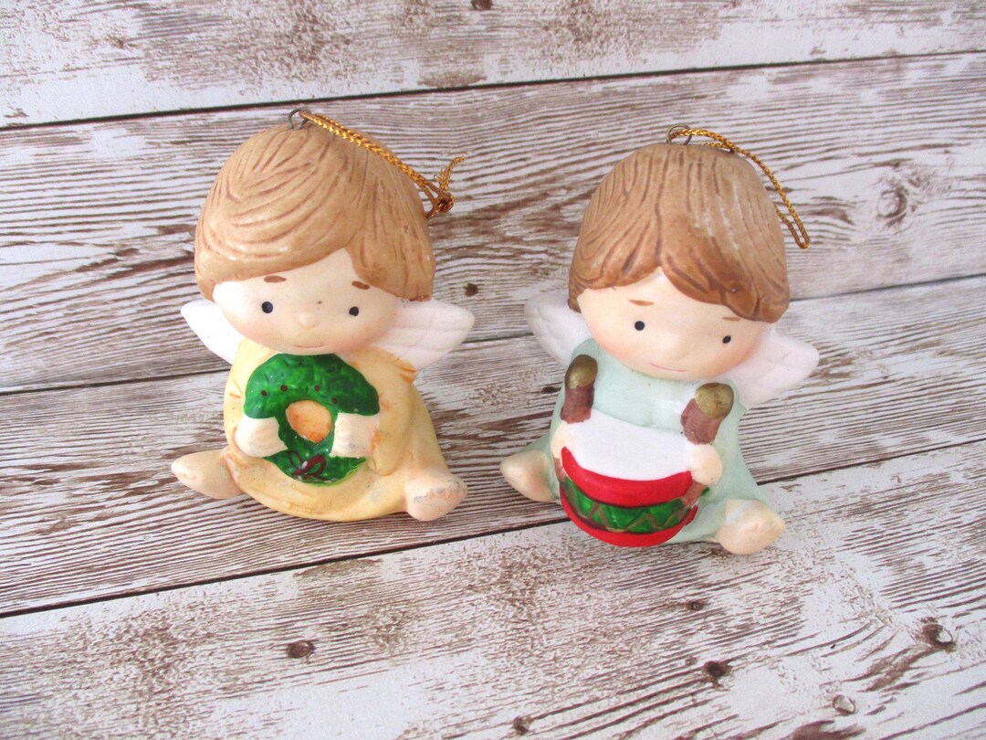 Vintage Christmas Figurines Drummer Angel Christmas Tree Ornament Angel ...