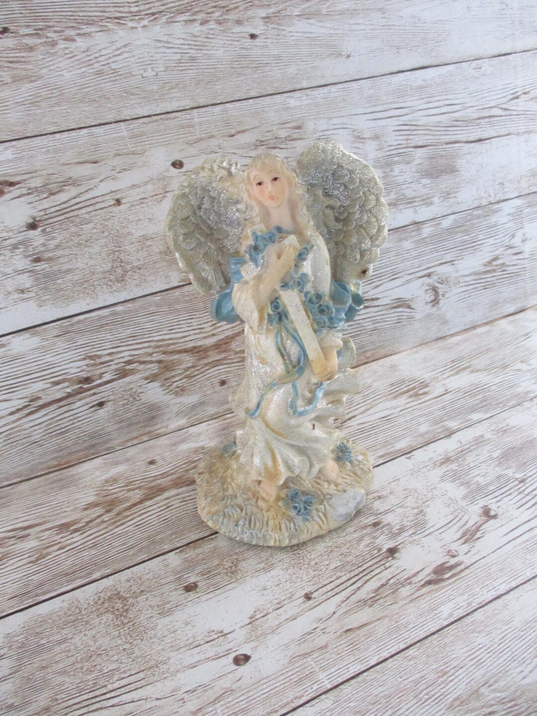 Vintage Blue Angel Figurine K Collection Blue Heavenly Angels Resin ...