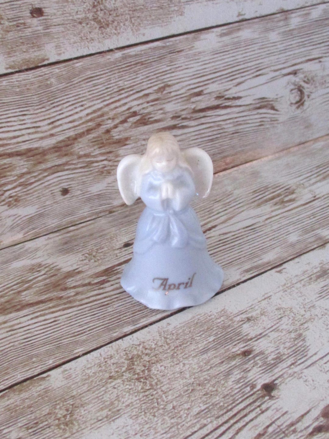 Vintage April Birthstone Christmas Bell Figurine Mini Light Blue ...