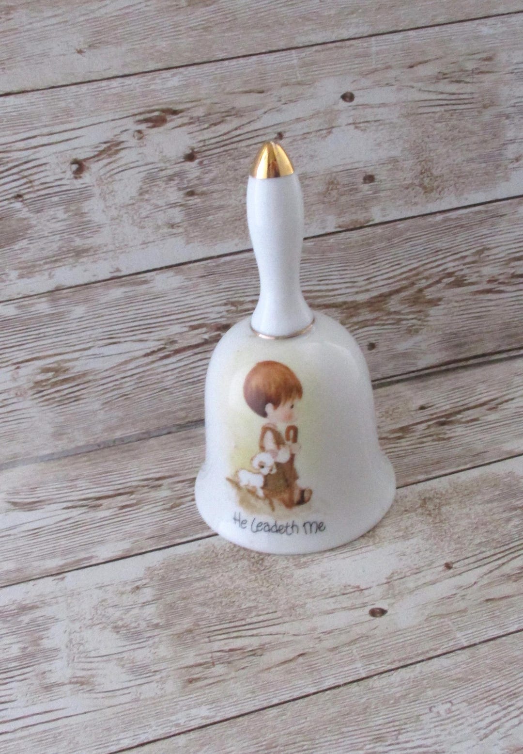 Vintage Precious Moments Porcelain Bell He Leadeth Me 1985 Precious ...