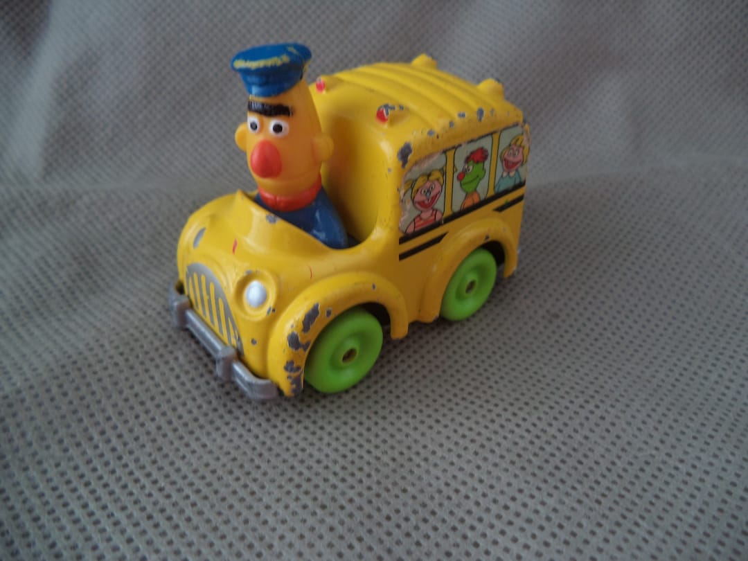 Vintage 1983 Sesame Street Bert School Bus, Playskool Die Cast Toy Car ...