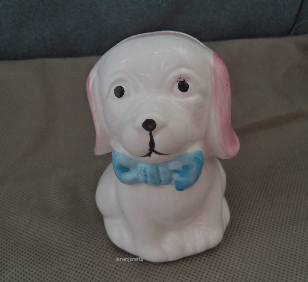 Vintage Ceramic Dog Piggy Bank . From 1960's , White Dog Money Bank ...