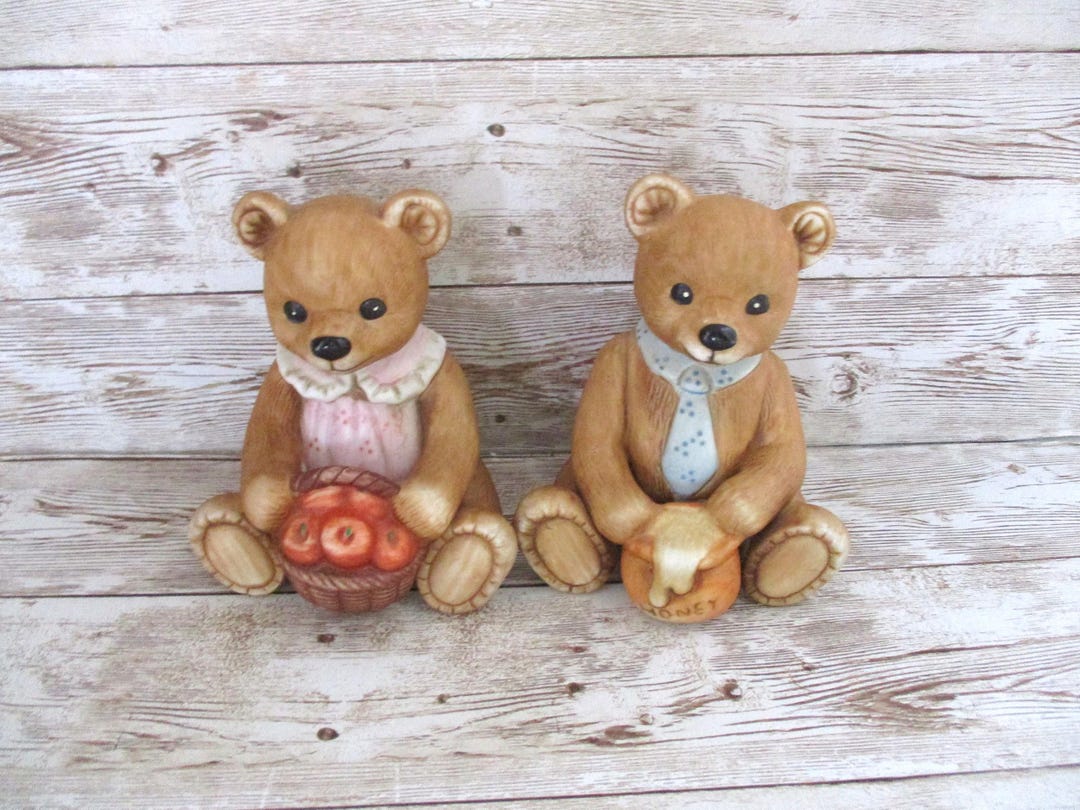 Vintage Homco Porcelain Bear #1405 1980's Bear Figurines Honey Pot ...