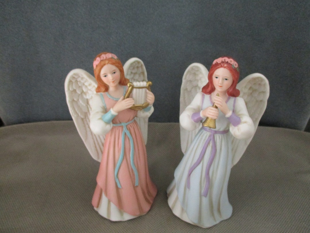 Vintage Homco Angels Figurine 1422 Heavenly Duct , Porcelain Set of Two ...