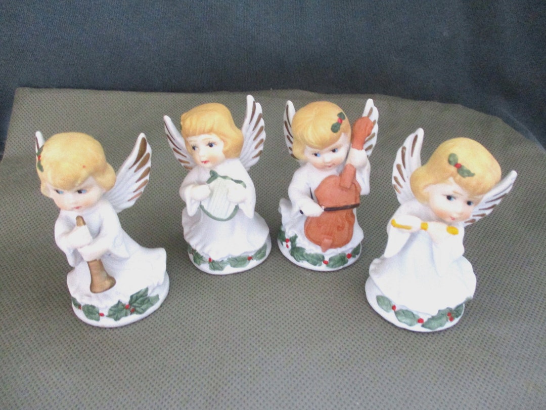 Vintage Angel Figurine Musical Playing Porcelain Angels Playing Cello ...