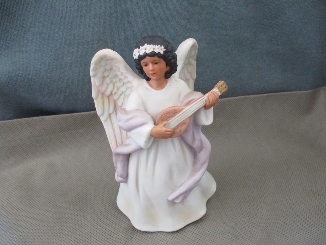 Vintage Home Interiors ,porcelain Homco Angel Figurine Playing the ...