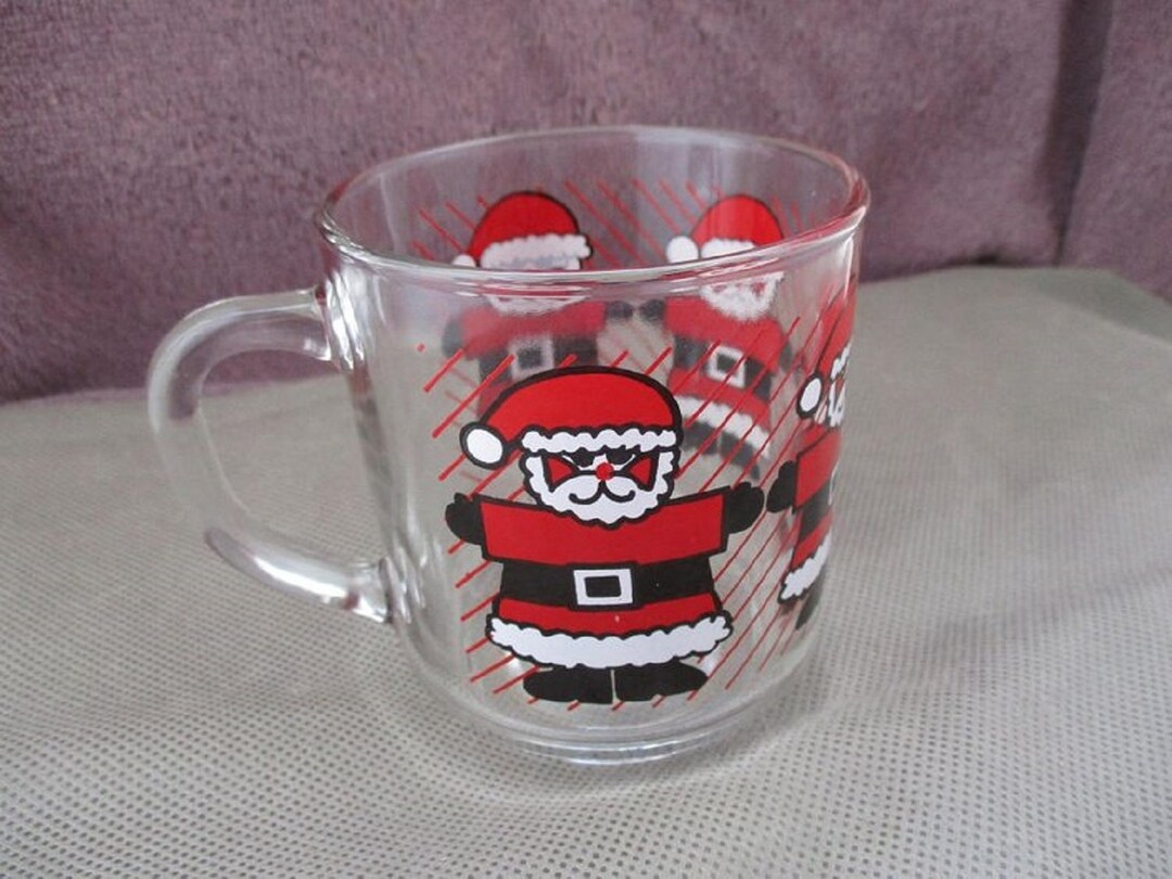 Luminarc Santa Claus Glass Mug ,vintage Coffee Mug, Replacement ...