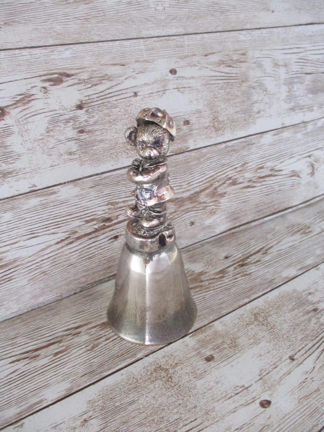 Vintage Michael C Fina Silver Plated 1970 Handbell Bear With Umbrella ...
