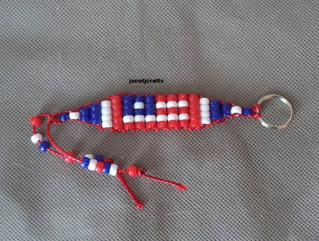 USA Flag Key Chain for Sister Beaded Backpack Charm Purse Charm Fourth ...
