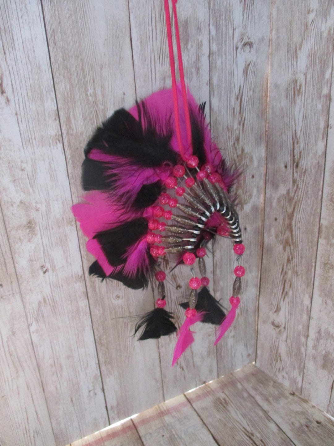 Mini Headdress Glitter Beaded War Bonnet Car Mirror Chram Rear View ...
