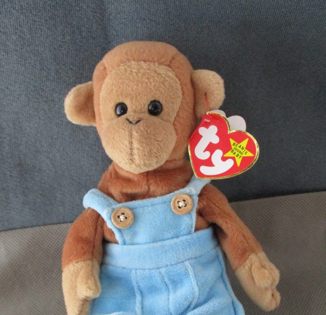 Vintage Ty Beanie Baby , Bongo the Monkey ,PVC Pellets , 1995 Rare ...