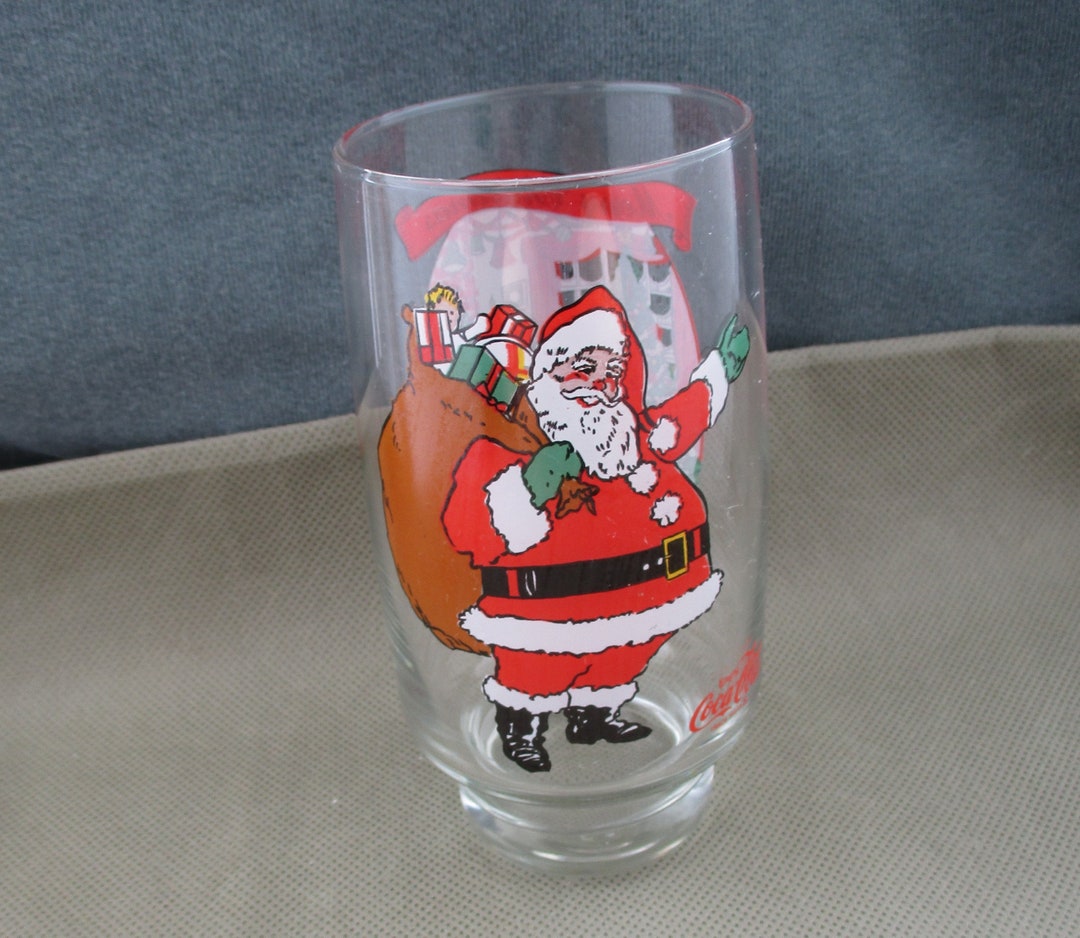 Vintage Christmas Glasses ,coca Cola Holiday Glass, 1984 Santa Cups ...