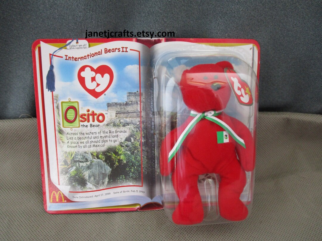 Vintage TY Bear, Fast Food Toy ,1999 Mcdonald's International Bear ,TY ...