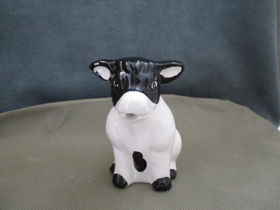 Vintage Cow Creamer Pitcher ,black and White Cow ,cow Figurine, Gift ...