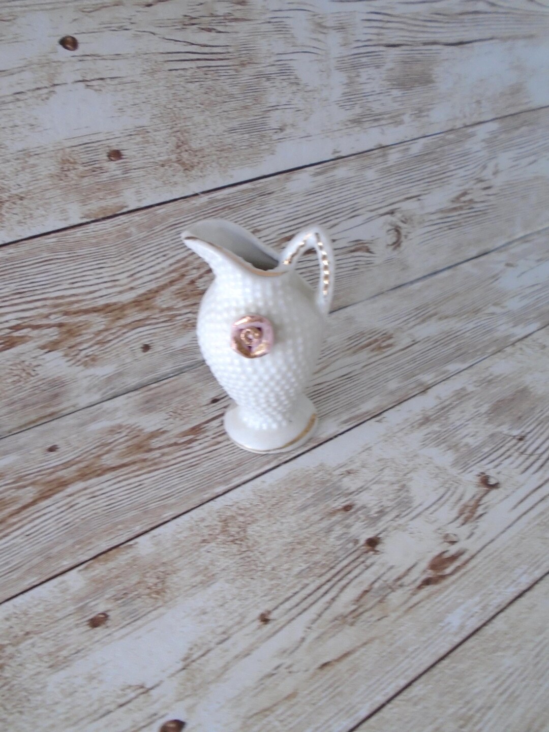 Vintage Mini Water Pitcher With Pink Roses Gold Trimmed Small Flower ...