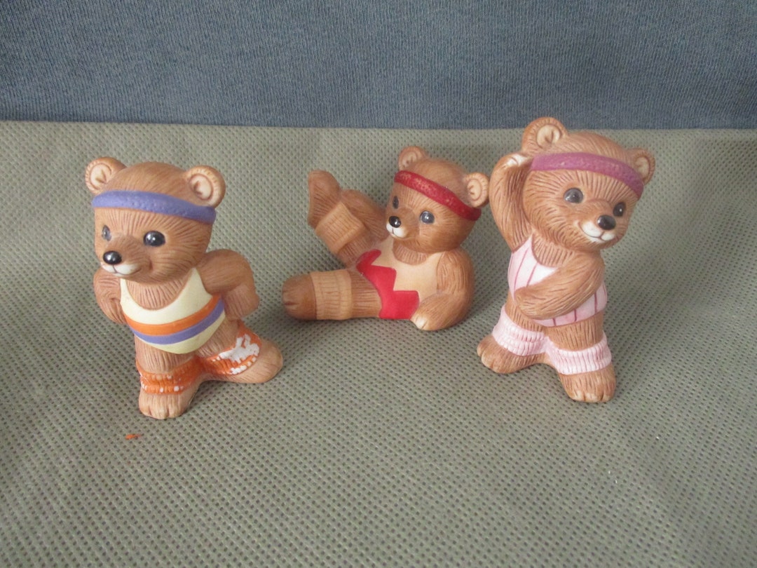 Homco Bear Figurine, Vintage 1448 Home Interior Bear ,1980's Athlete ...