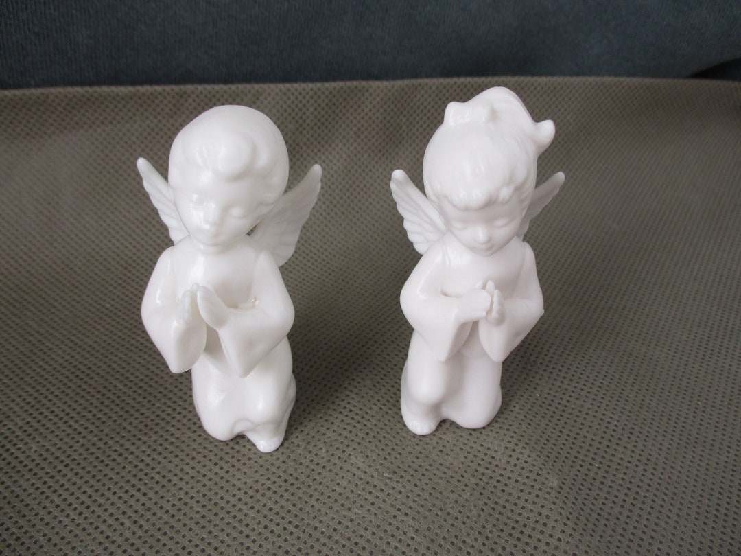 Vintage Angel Boy and Girl Figurines, Set of Two ,praying Angel White ...