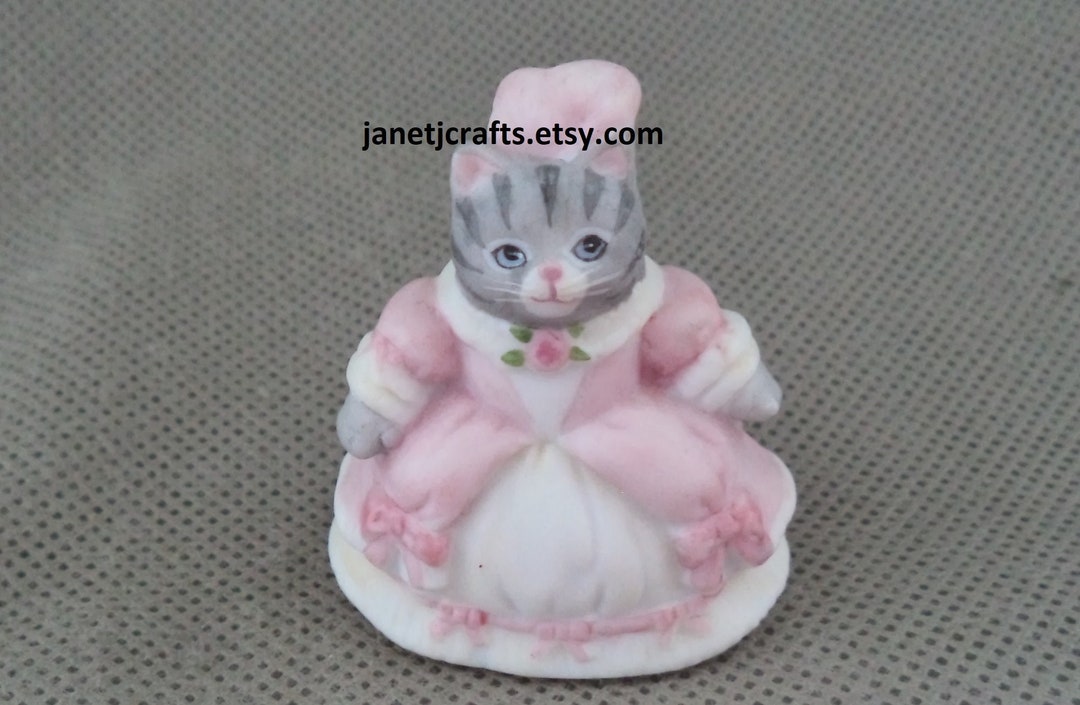Vintage B Shackman Kitten Figurine ,1992 Kitten With Pink Dress Knick ...