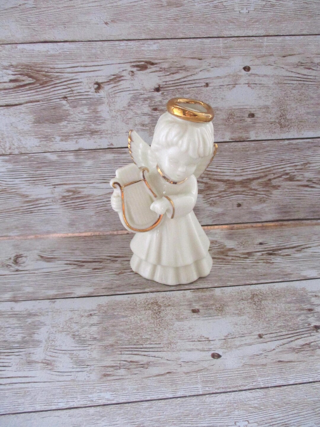 Vintage Porcelain Christmas Angel Figurine With Harp - Etsy