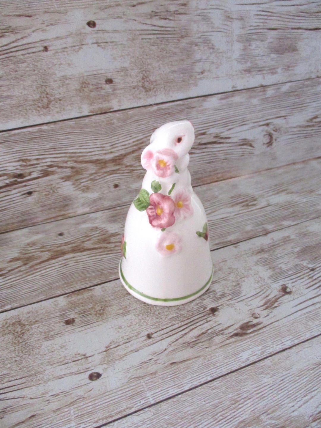 Vintage Avon 1984 Miniature Bell Rabbit With Flowers Small Handbell ...