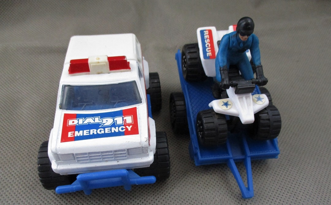 Vintage Remco 1987 Toy SUV and Four Wheeler ,dial 911 Emergency Toys ...