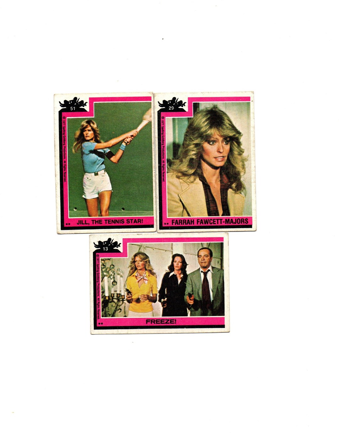 Vintage Charlies Angels Trading Cards, 1977 Jill Farrah Fawcett Cards , Lot of 3 ,replacement ...