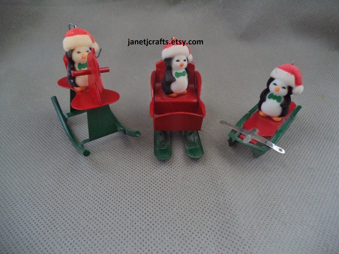 Vintage Avon Jolly Penguins Ornament Set, 1980's Christmas Tree ...