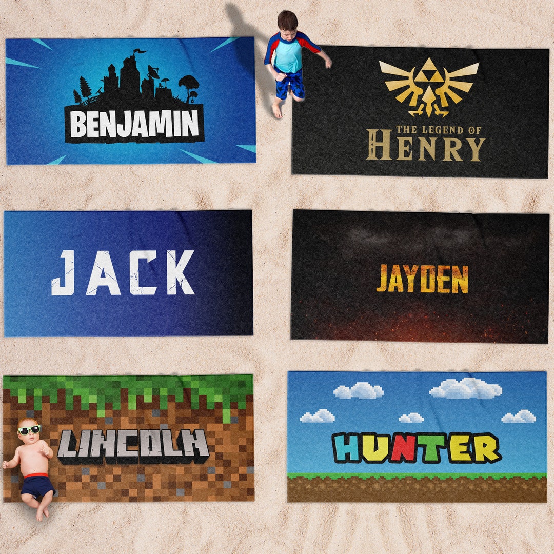 Custom Video Gaming Beach Towel, Cozy Personalized Name Towel, Custom ...