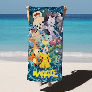 Pokemon Name Beach Towel Pool Towel Custom Beach Towels Pokemon Collage ...