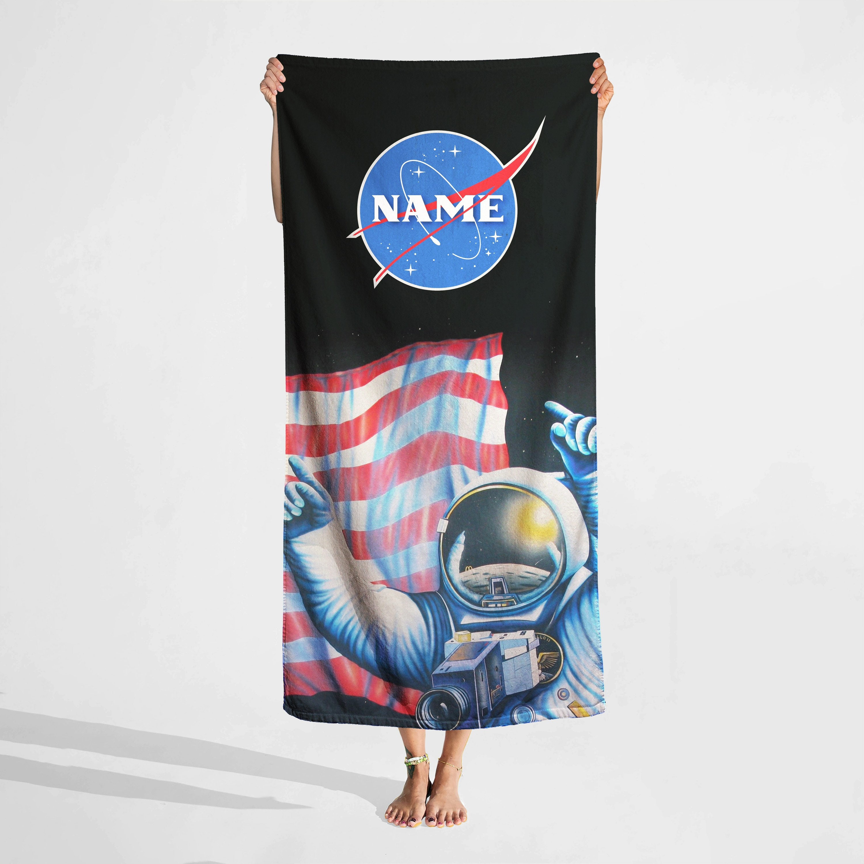 NASA Inspired Personalized Beach Towel Customized Text - Etsy UK