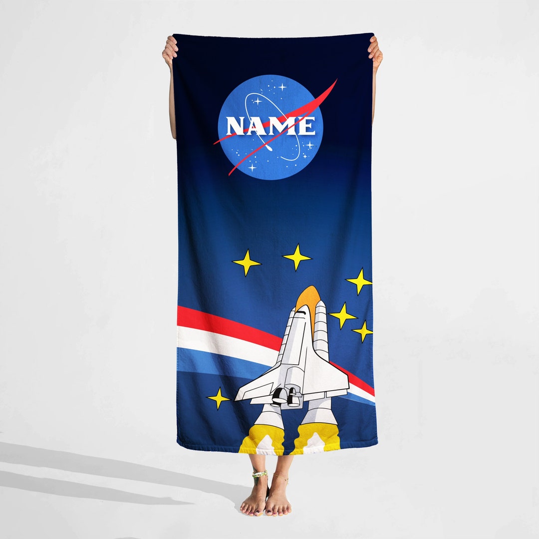 Personalized Space Beach Towel With Custom Name, Pool Towel, Astronaut ...