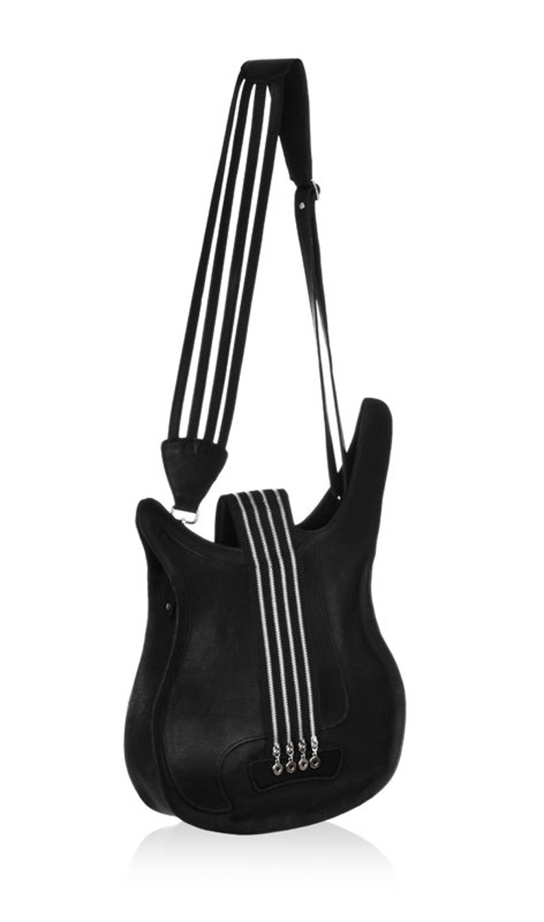 Unusual Black Guitar Shape Bag, Crossbody Handmade Bag, Punk Style ...