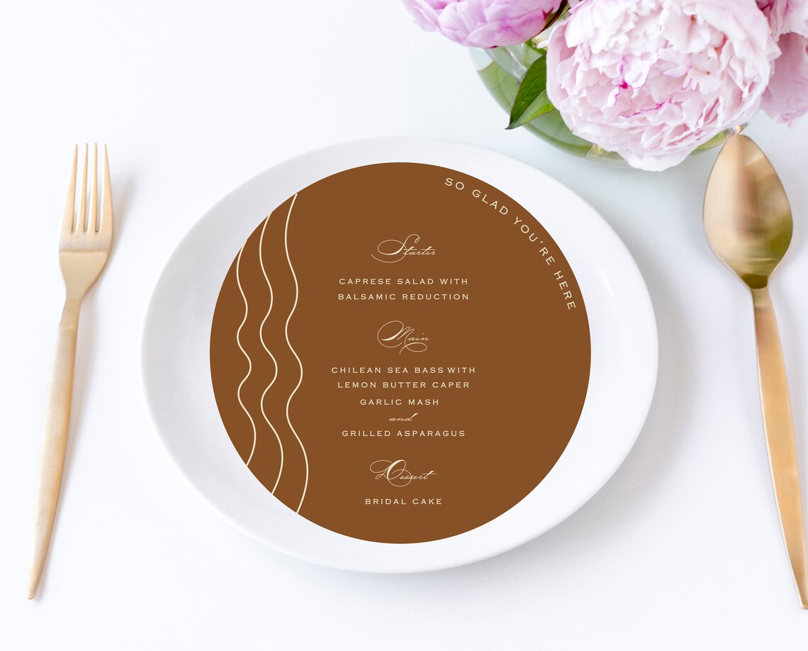 Round Menu Card, Menu Cards, Wedding Menu, Bridal Shower Menu, Party ...