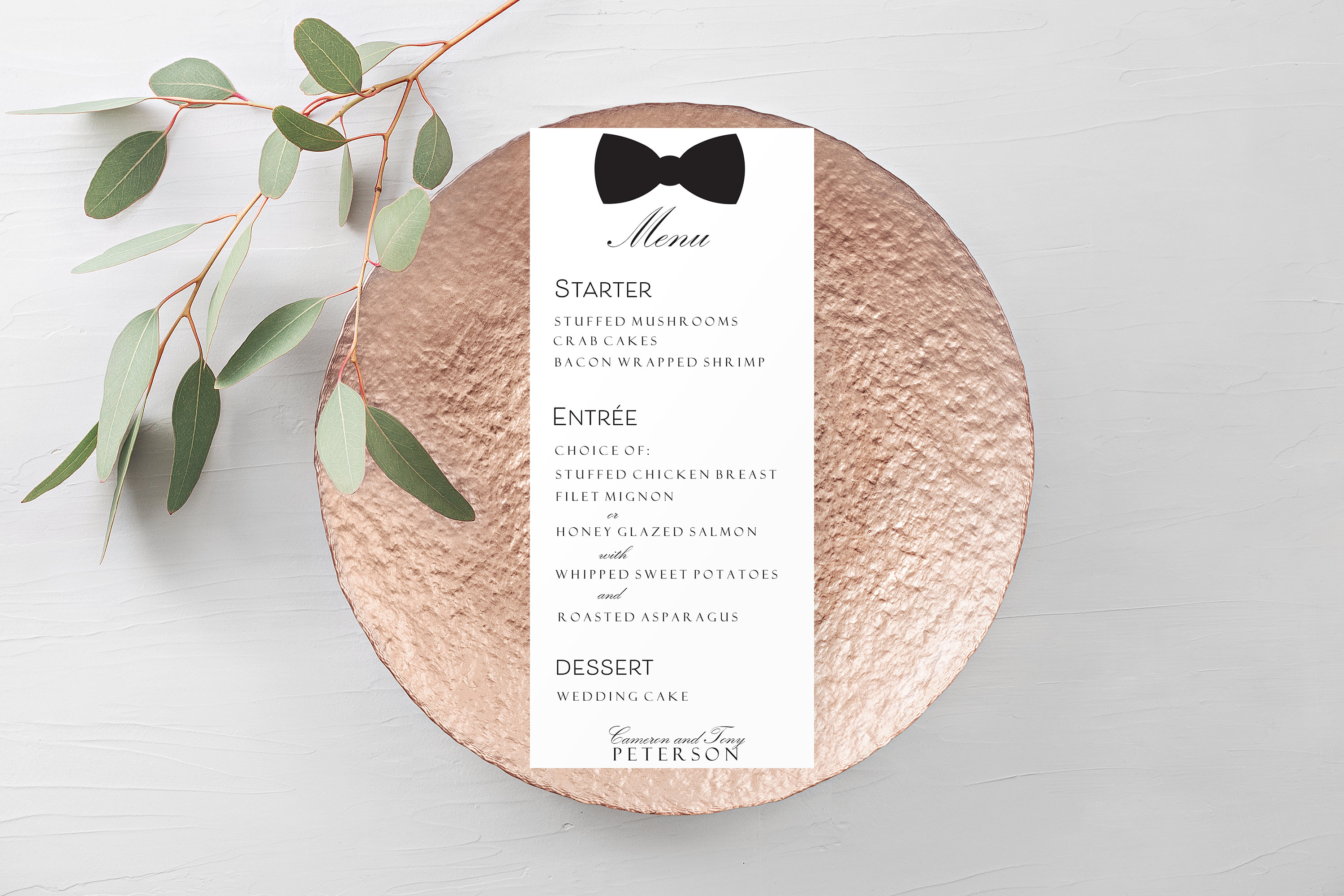 Bow Tie Menu, Wedding Menu, Dinner Menus - Etsy