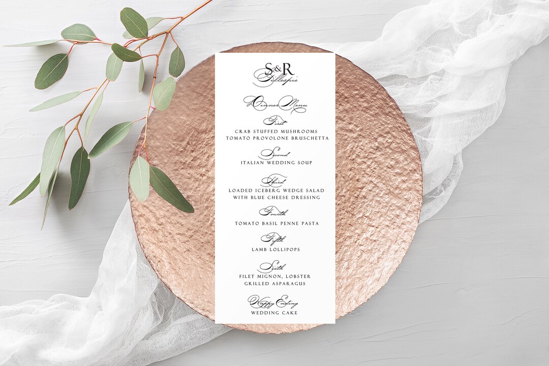 Monogram Menu, Wedding Menus, Wedding Menu Cards, Monogram Wedding ...