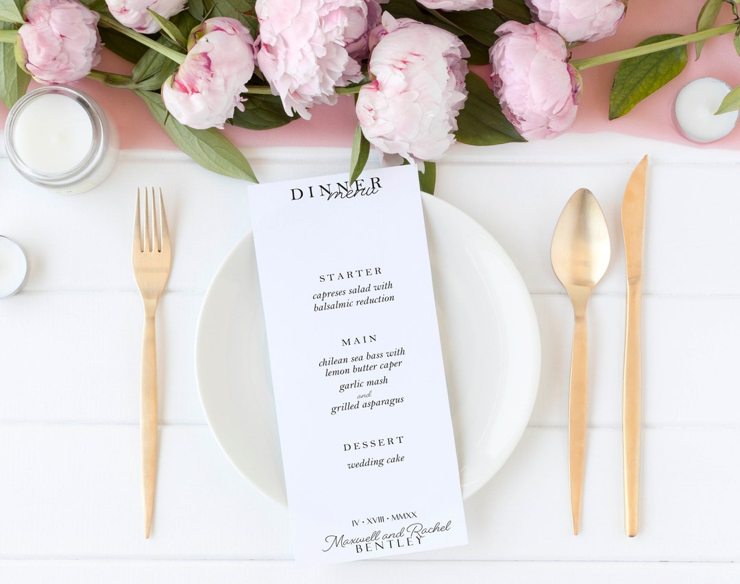 Dinner Menu Card, Wedding Menu Card, Menu Card, Roman Numeral - Etsy