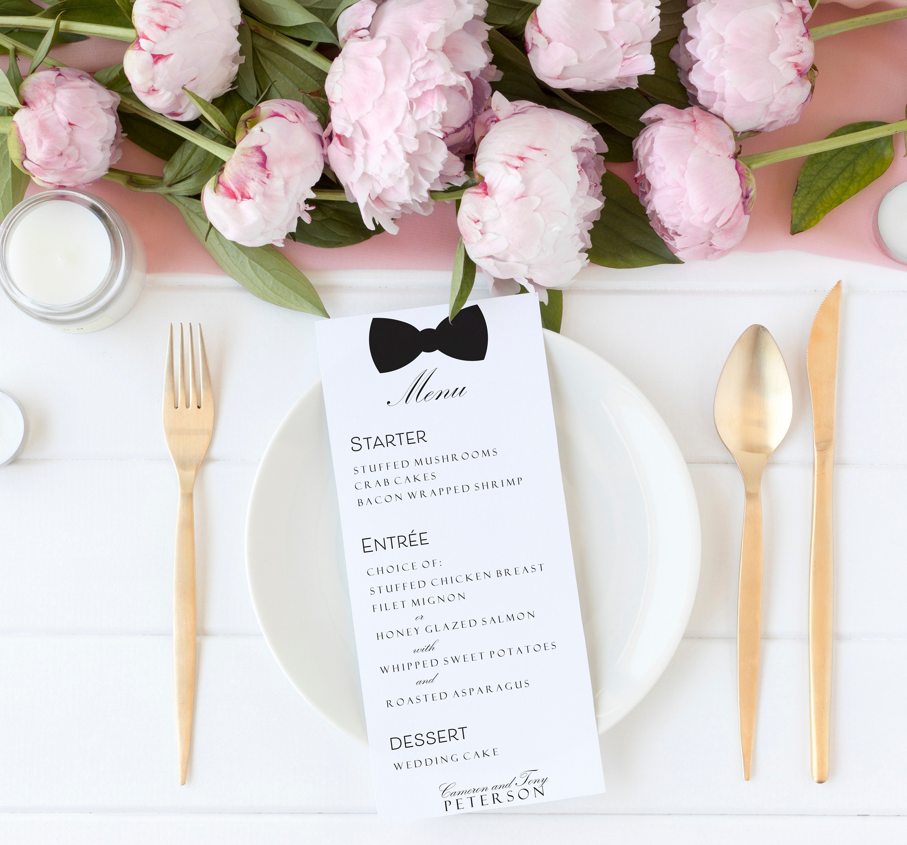 Bow Tie Menu, Wedding Menu, Dinner Menus - Etsy