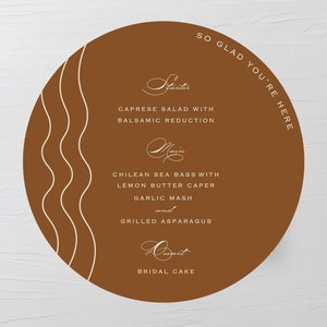 Round Menu Card, Menu Cards, Wedding Menu, Bridal Shower Menu, Party ...