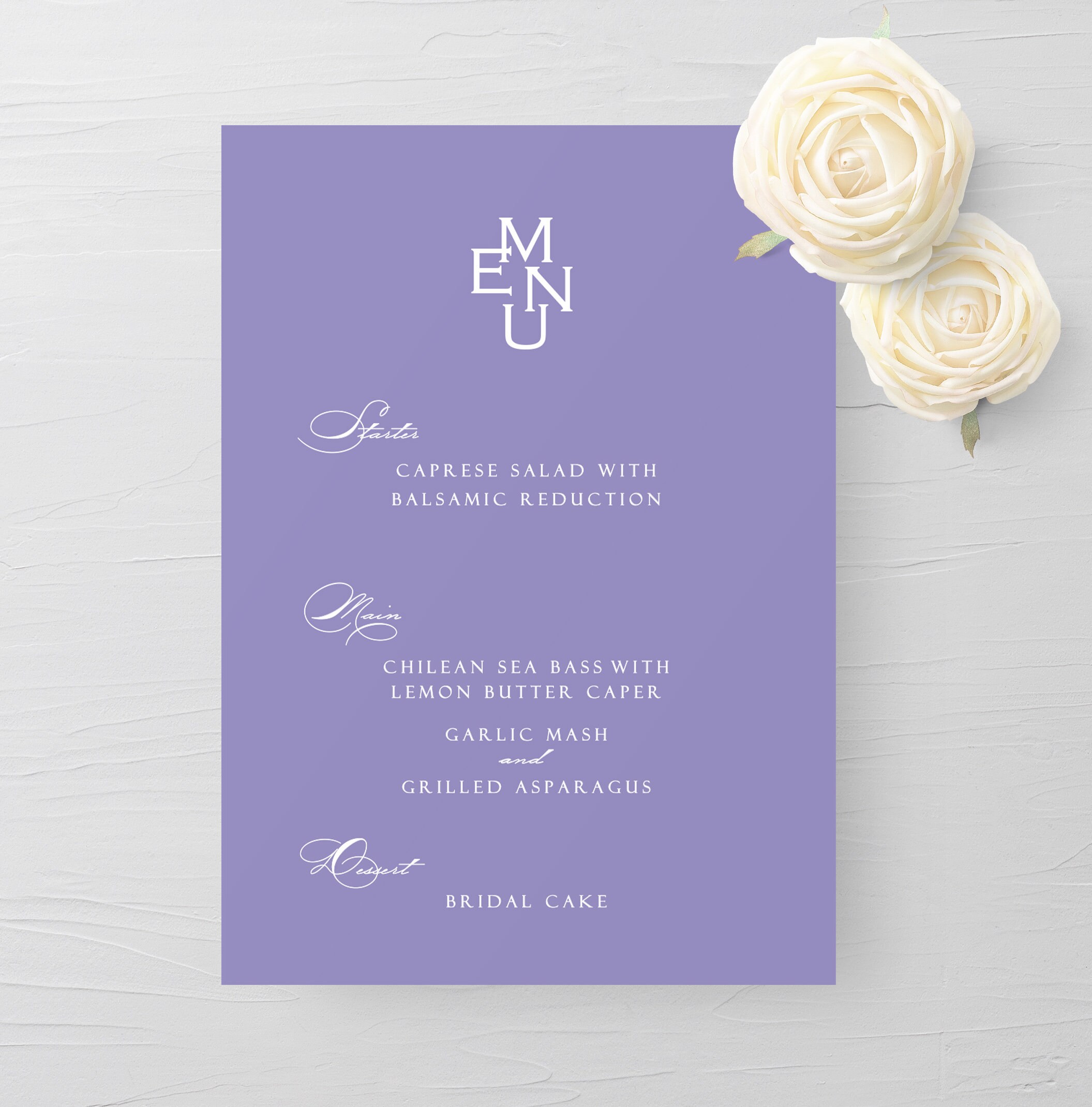 Menu Cards, Lavender Menu Cards, Bridal Shower Menu Cards, Wedding Menu ...