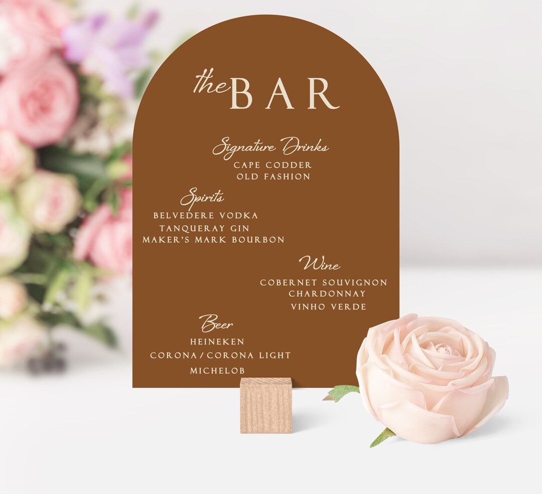 Arch Bar Menu, Arch Cocktail Menu, Bar Menu, Drink Menu, Wedding Menu ...