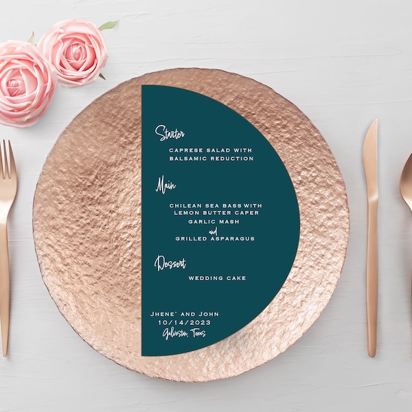 Half Circle Menu Cards - Etsy