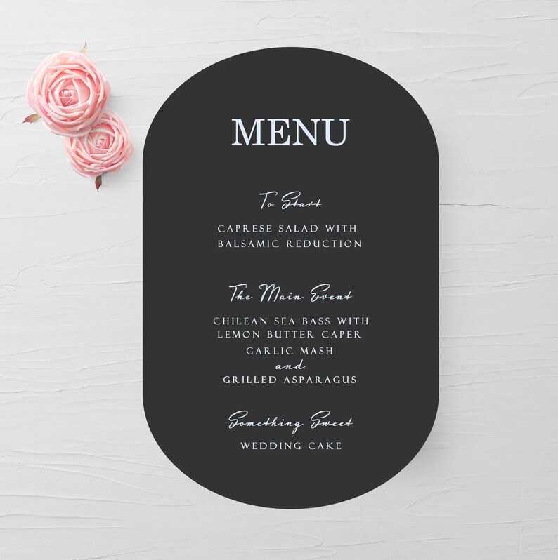 Wedding Menu Card, Event Menu Card, Double Arch Menu Card, Curvy Menu ...