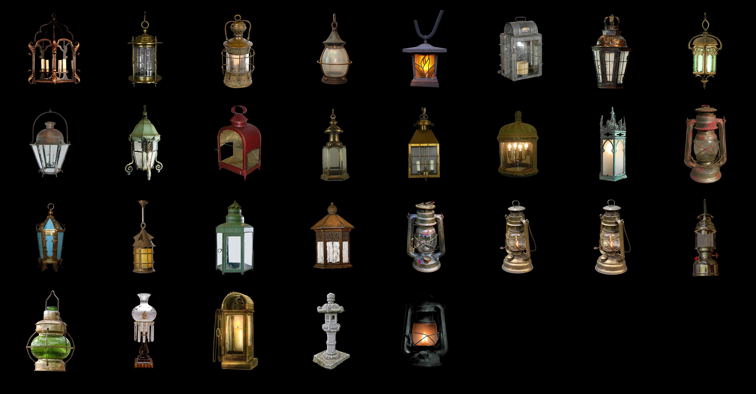 300 Lantern & Lamp PNG Overlays: Transparent Light Effects (digital ...