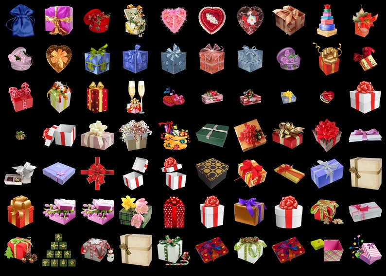 600 Gift Box PNG Overlays: Transparent Photoshop Backgrounds (digital ...