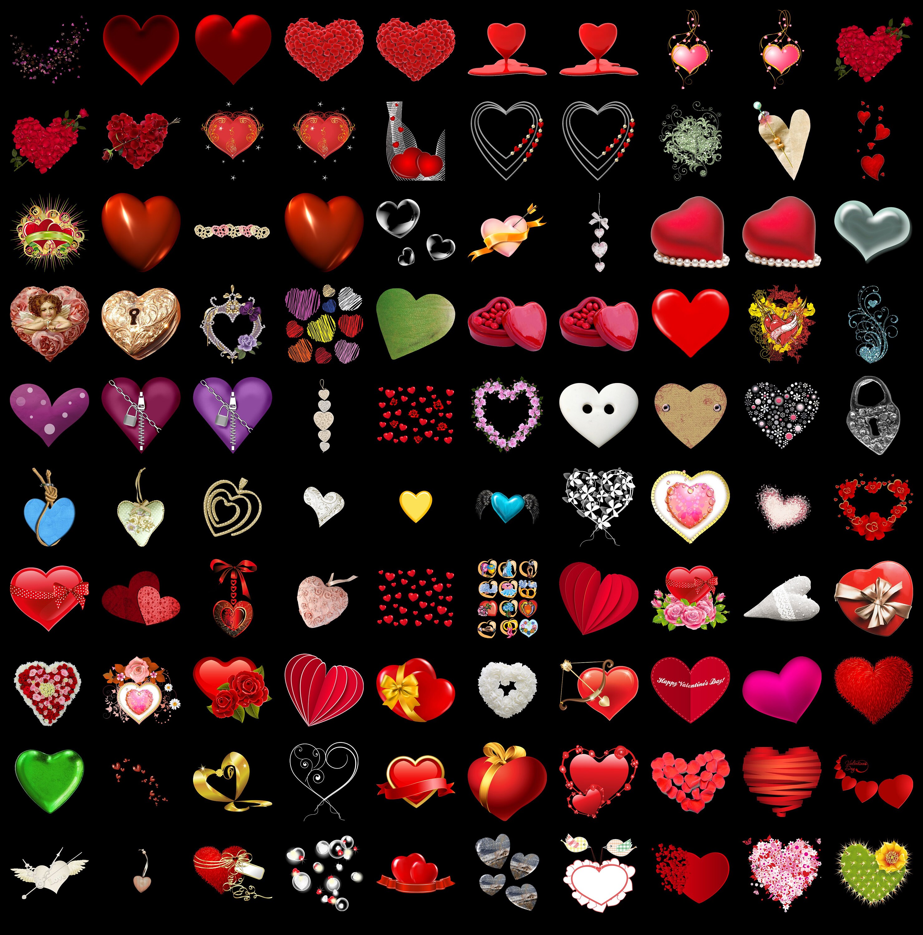500 Hearts Transparent PNG Overlays: Photoshop Digital Texture (digital ...
